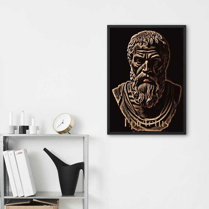 Epictetus Bust Stoicism Framed Poster, Stoic Metallic Wall Art ...