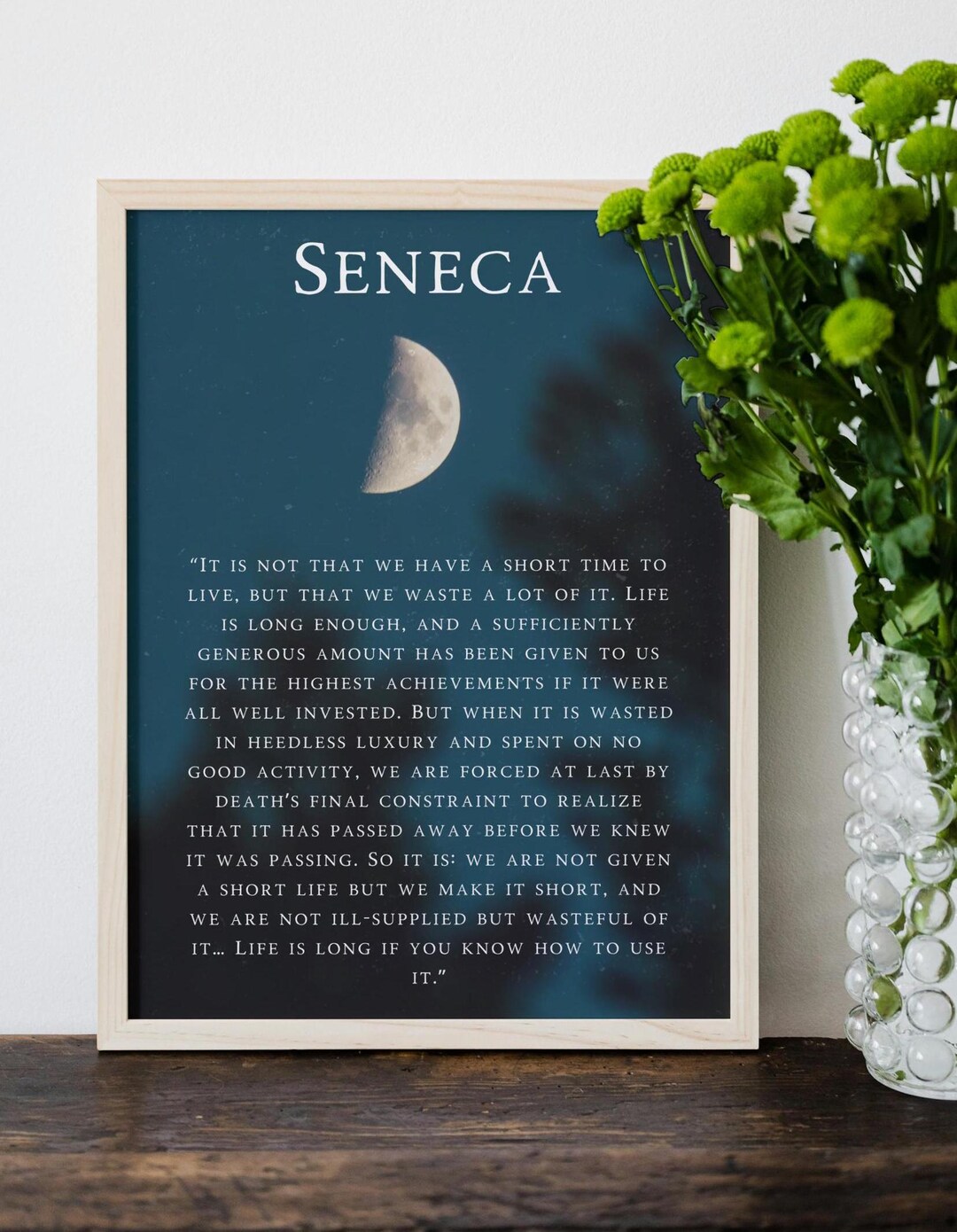 Memento Mori Stoic Seneca Frame Poster With Quote, Stoicism Time Wall ...