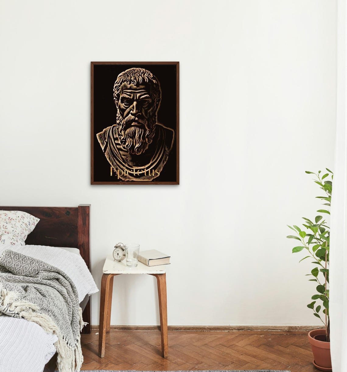 Epictetus Bust Stoicism Framed Poster, Stoic Metallic Wall Art ...