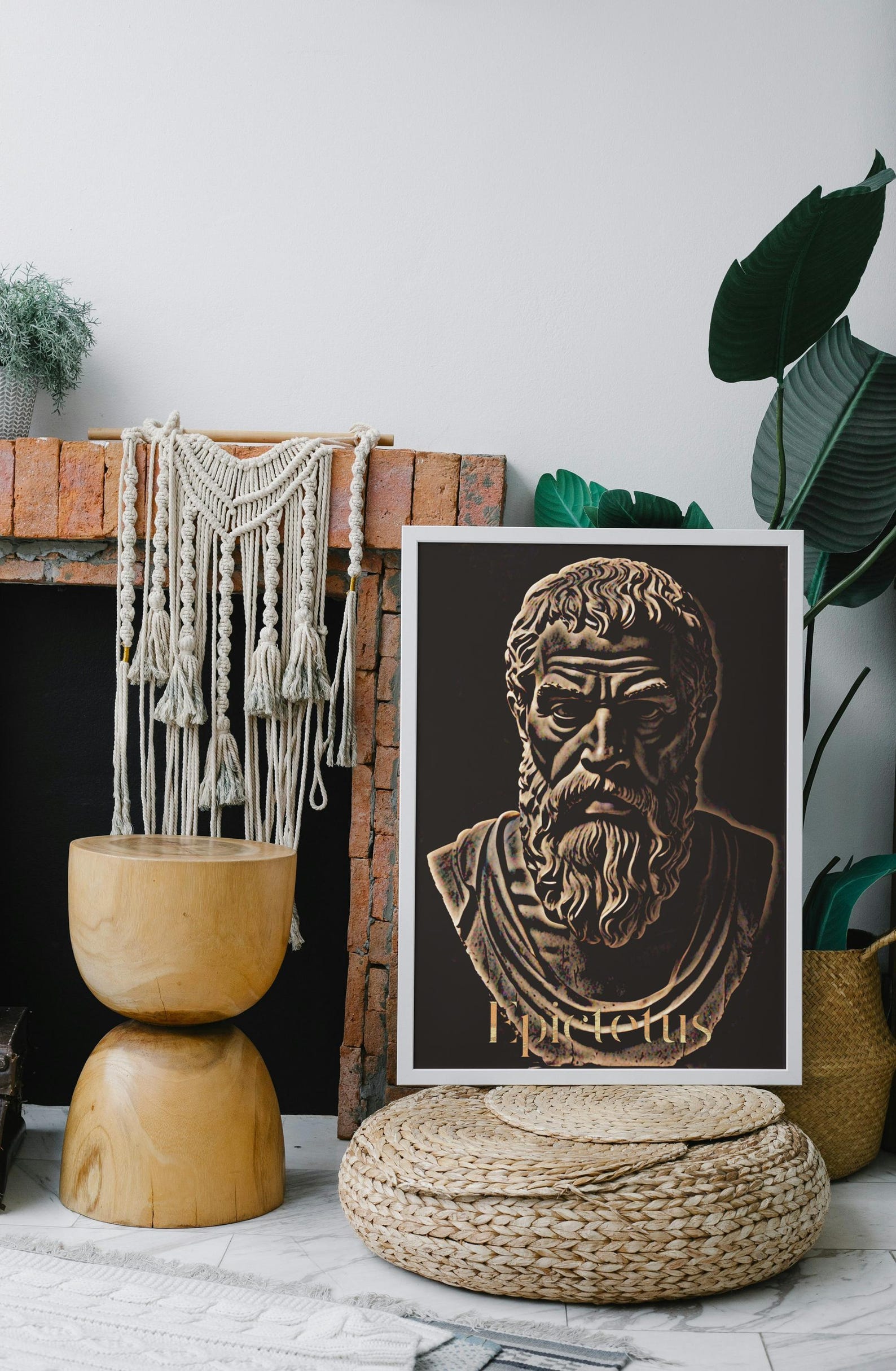 Epictetus Bust Stoicism Framed Poster, Stoic Metallic Wall Art ...