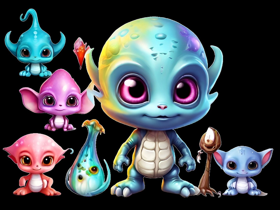 Cute Baby Alien Clipart Bundle, Graphic Which Can Be Used in Project - Etsy