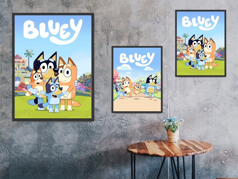 Bluey Movie Posters Wall Art Unique Customized Poster Gifts Canvas ...