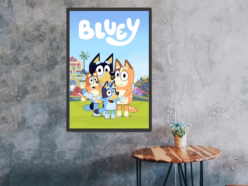 Bluey Movie Posters Wall Art Unique Customized Poster Gifts Canvas ...