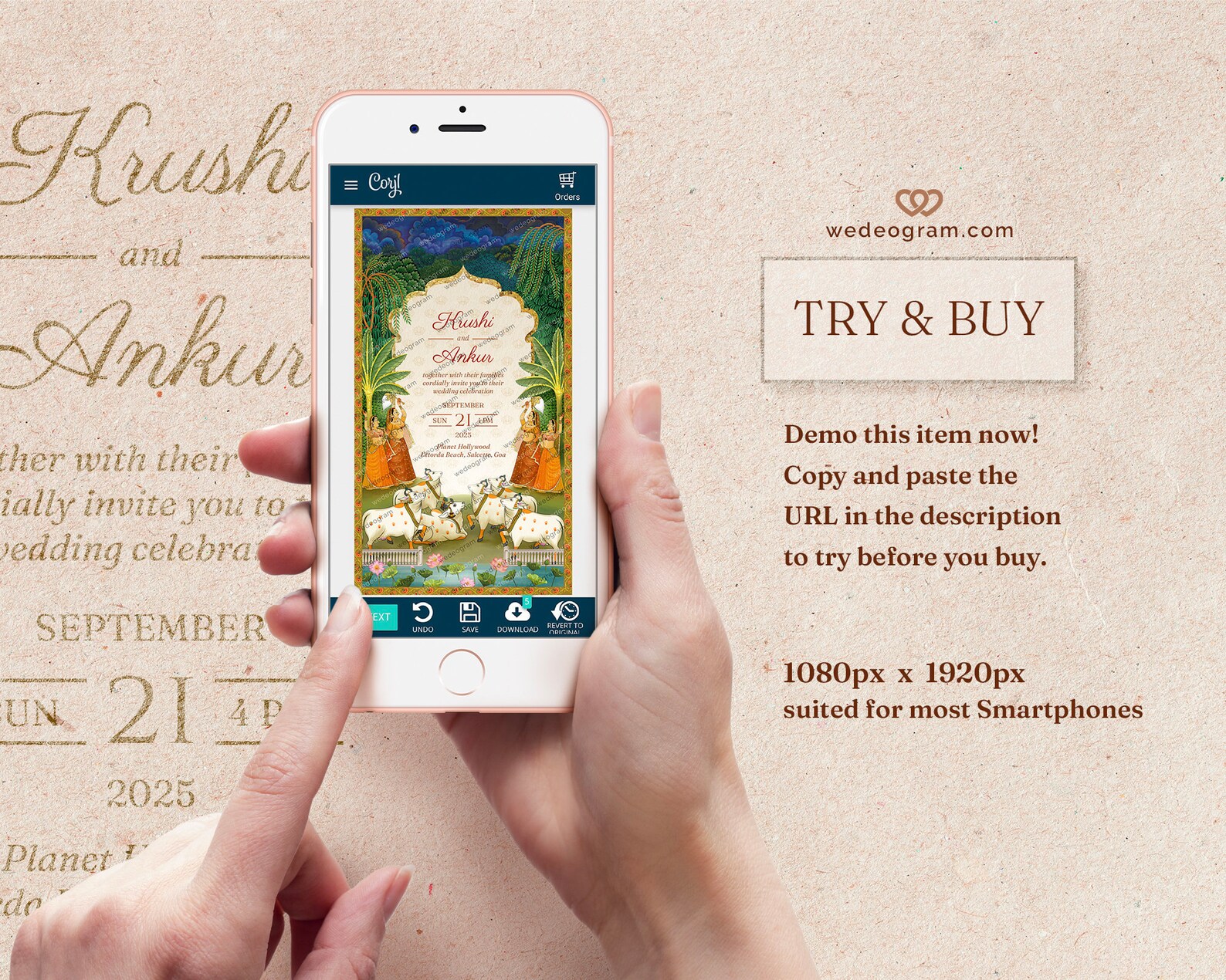PICHWAI Wedding Electronic Invitation Template, Edit Text on Mobile or Computer and Download ...