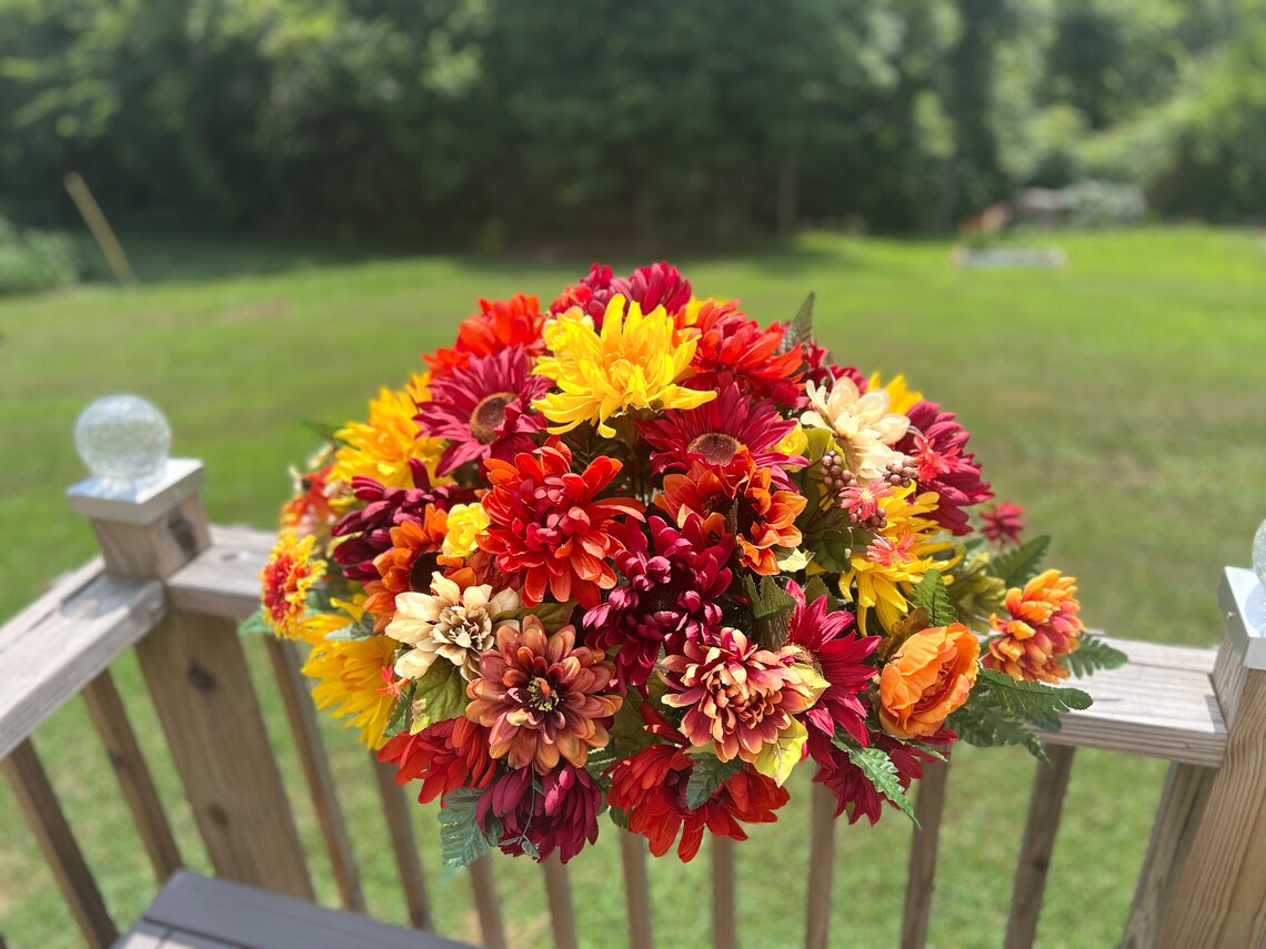 Fall Memorial Floral Grave Headstone Saddle - Etsy