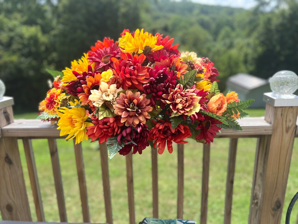 Fall Memorial Floral Grave Headstone Saddle - Etsy