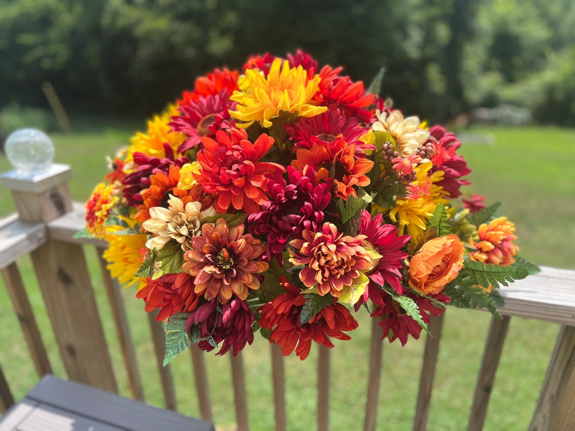 Fall Memorial Floral Grave Headstone Saddle - Etsy