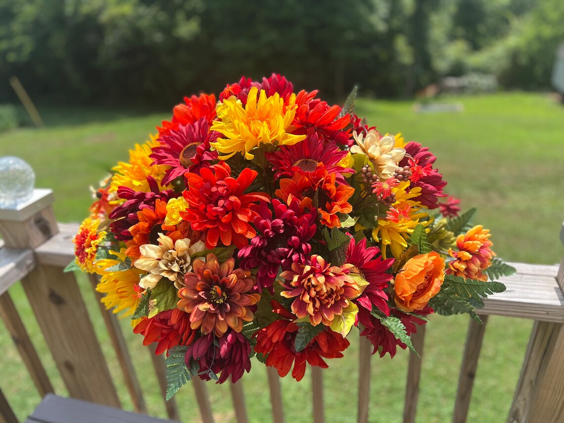 Fall Memorial Floral Grave Headstone Saddle - Etsy