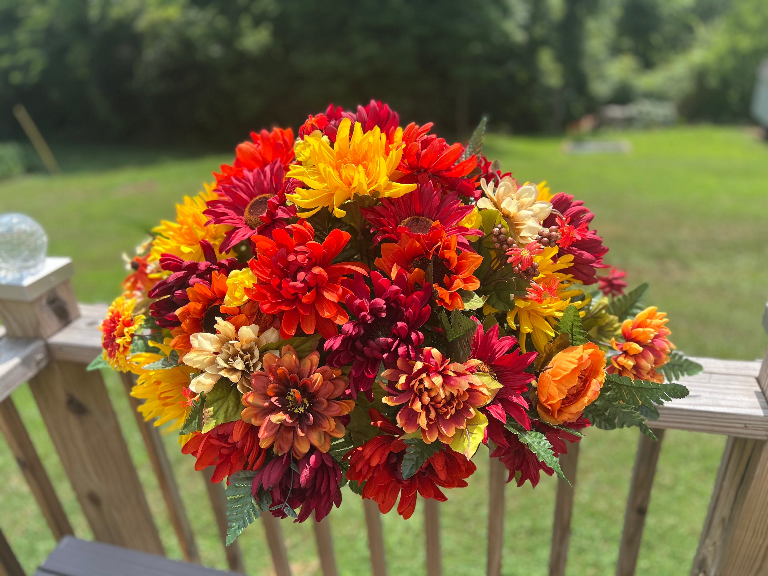 Fall Memorial Floral Grave Headstone Saddle - Etsy