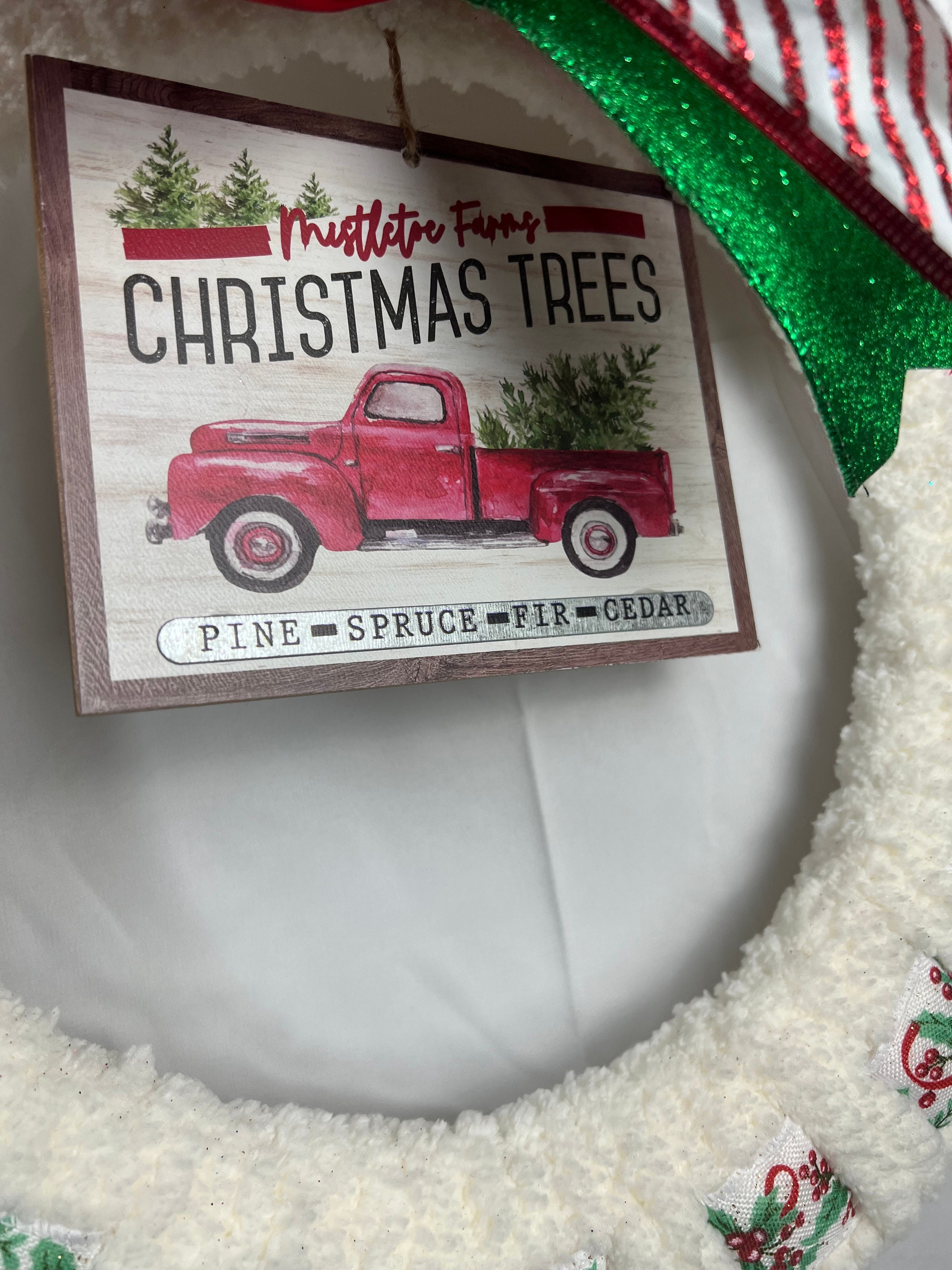 Mistletoe Farms Christmas Tree Chunky Yarn and Holly Berry Ribbon ...