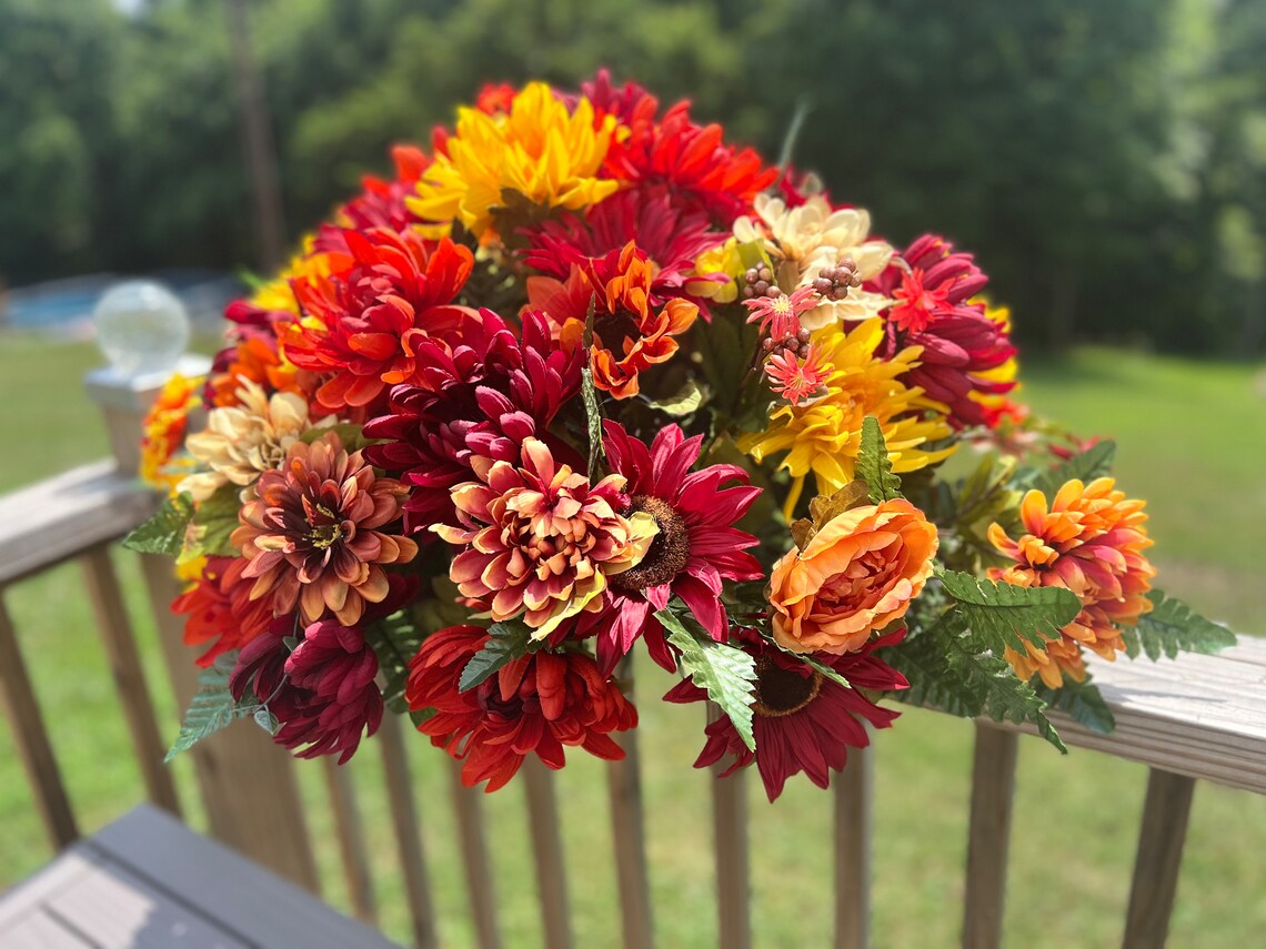 Fall Memorial Floral Grave Headstone Saddle - Etsy