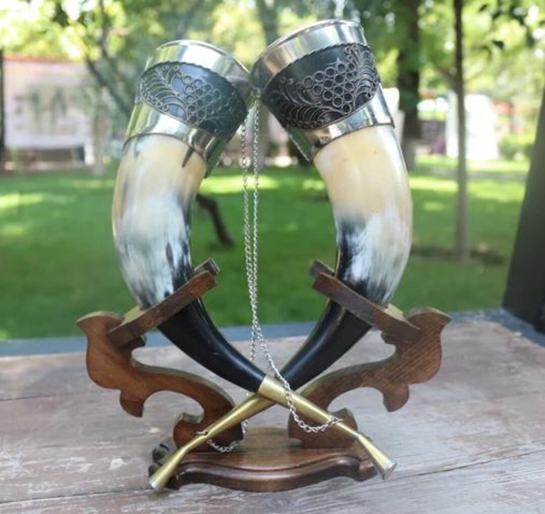Drinking Horns With Stand for Wedding,drinking Horn Mug,viking Drinking ...