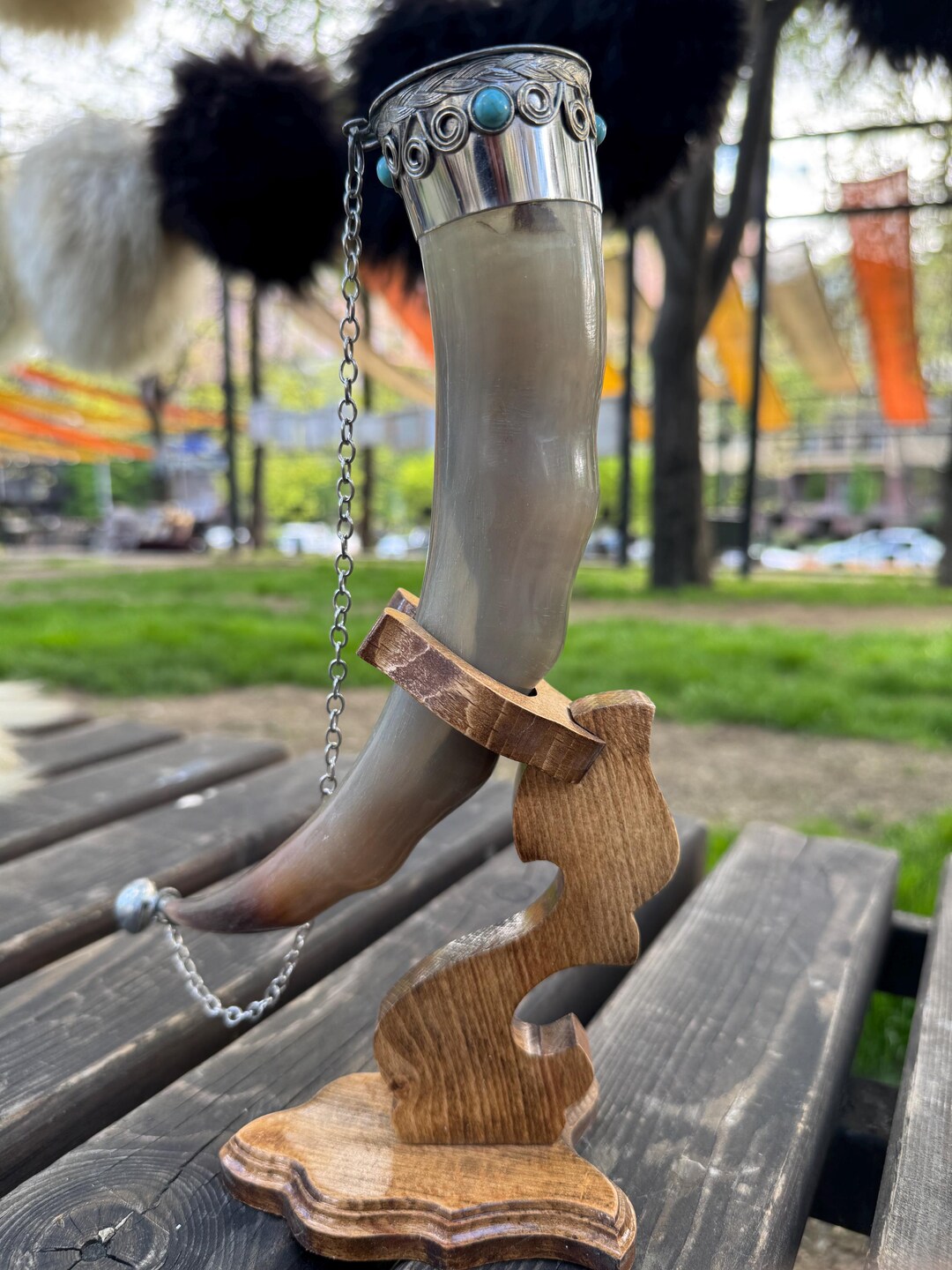 Personalised / DRINKING HORNS With Wood Stand, Bridesmaid Gift ...