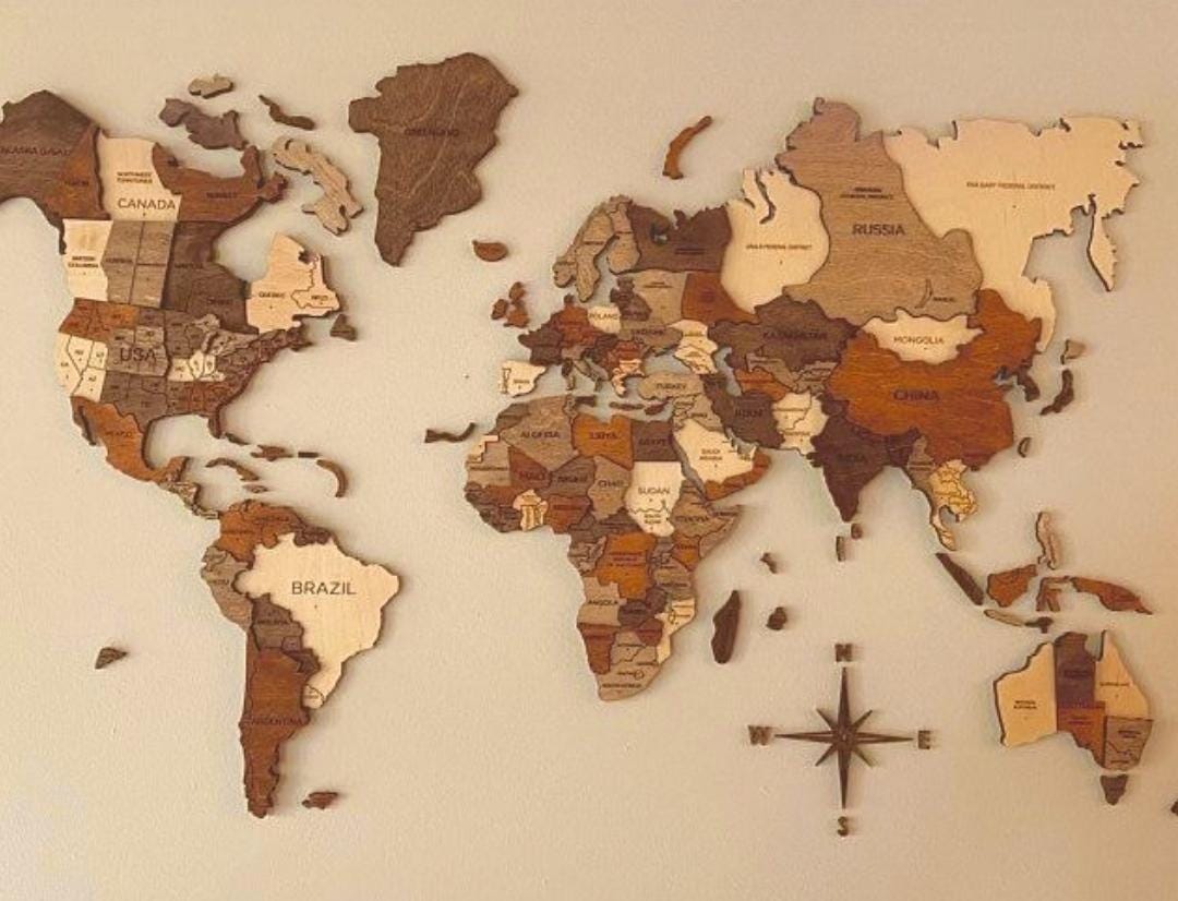 Laser Cut World Map Wall Decor English / Digital Dxf Glowforge, Digital ...