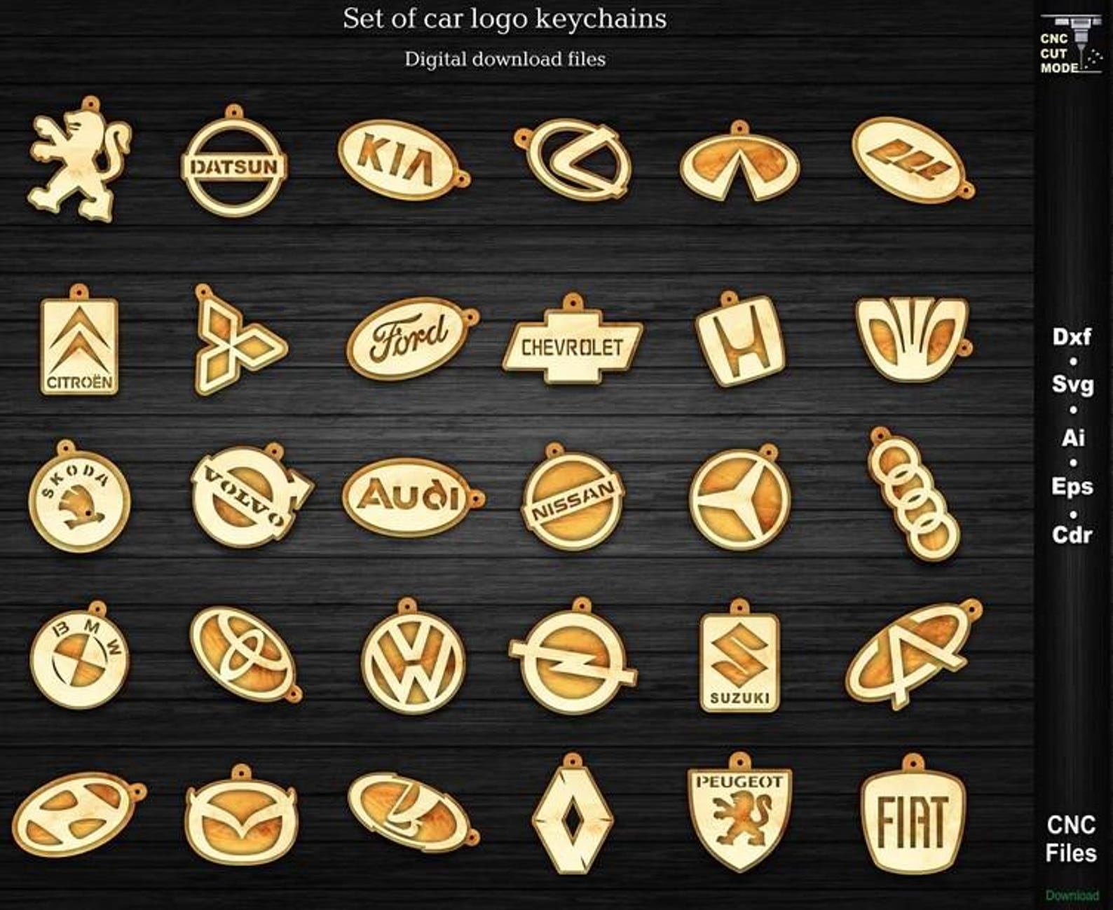 Keychains for Car Keys Bundle Svg, Logo Car Brands for Key, Keychains ...