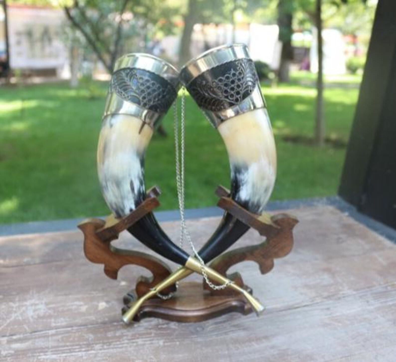 Drinking Horns With Stand for Wedding,drinking Horn Mug,viking Drinking ...