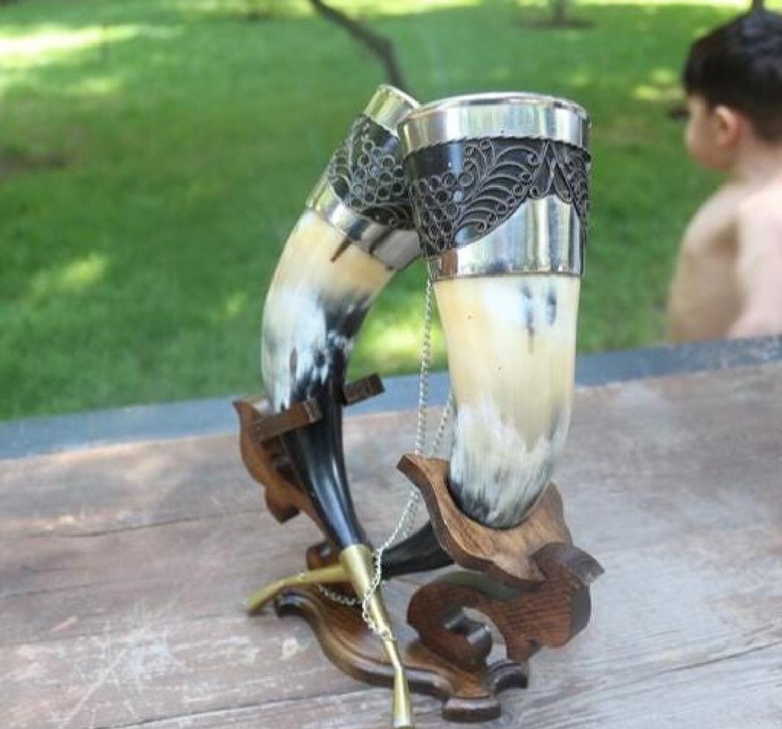 Drinking Horns With Stand for Wedding,drinking Horn Mug,viking Drinking ...