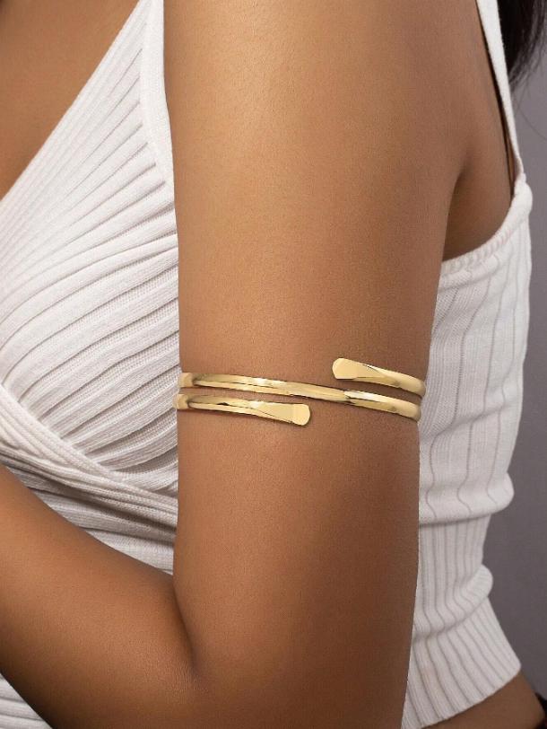 Chic Minimalist Arm Cuff Set: Elegant Gold Upper Arm Bands Stylish ...