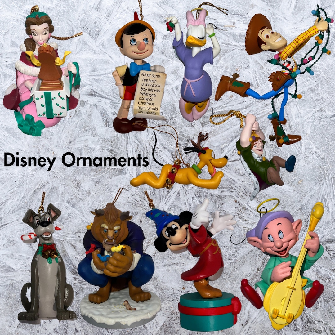 Disney Ornaments | Christmas Xmas | Belle Beast Pluto Mickey Tramp ...