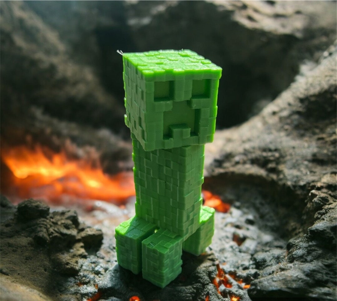 Pixel Creeper Figurine | Movable Head | Cute Game-inspired Decor and ...