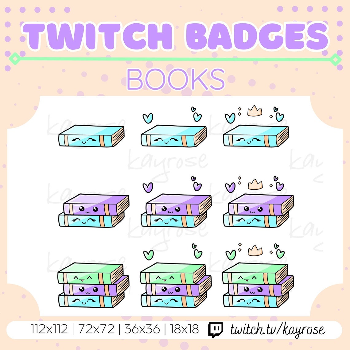 Twitch/discord Book Stack Badges - Etsy