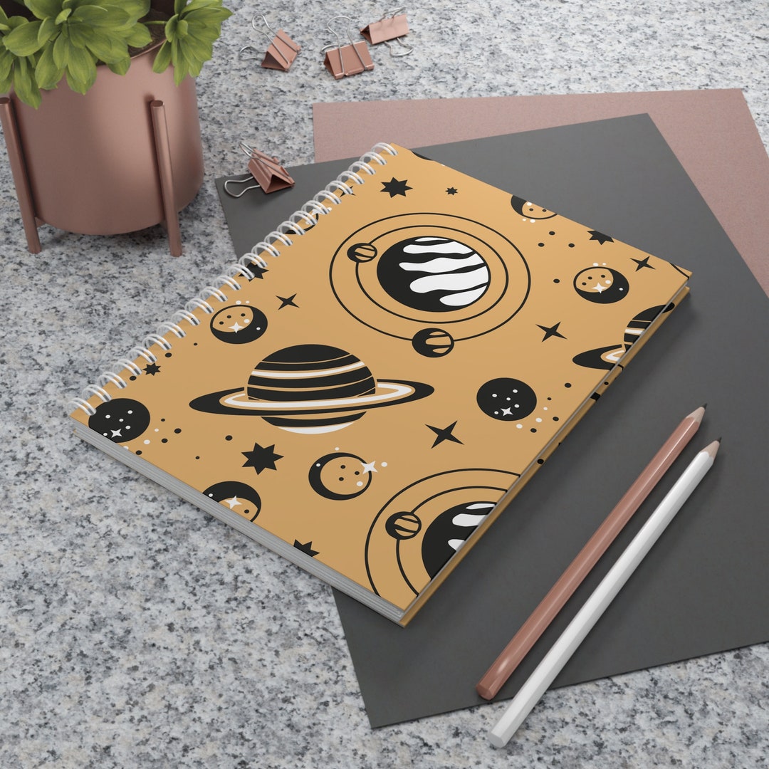 Celestial Moon and Planets Spiral Notebook Celestial Artwork ...