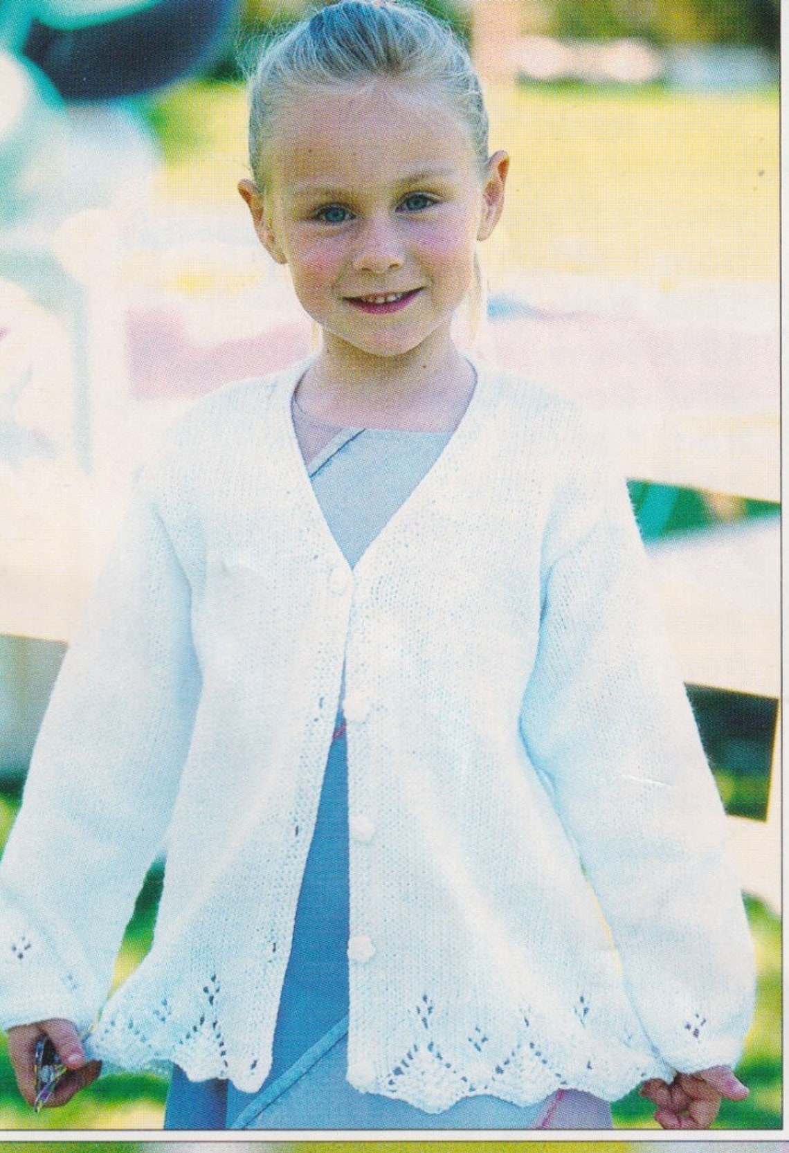 Girl's Cardigan Knitting Pattern Round & V-neck Pretty Cardi DK / 8 Ply ...