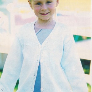 Girl's Cardigan Knitting Pattern Round & V-neck Pretty Cardi DK / 8 Ply ...