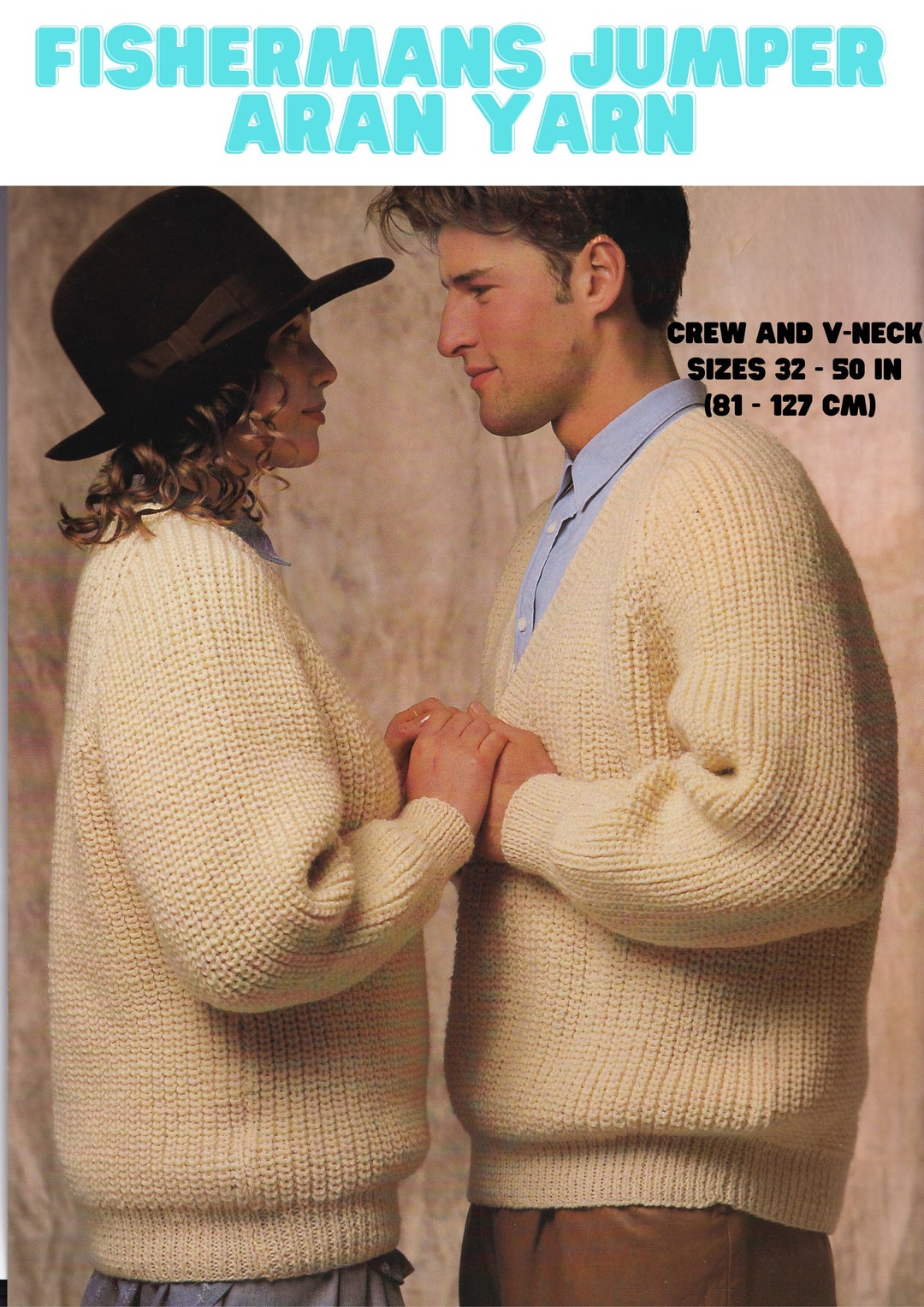 Fishermans Rib Jumper Knitting Pattern Ladies / Mans Ribbed Sweater ...