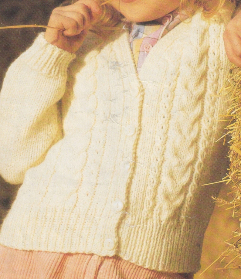 Girl's Cardigan Knitting Pattern Girls Aran Cable Cardigan - Etsy