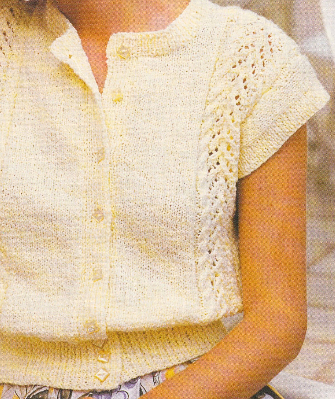 Short Sleeve Cardigan Knitting Pattern Lace Top DK / 8 Ply Ladies ...