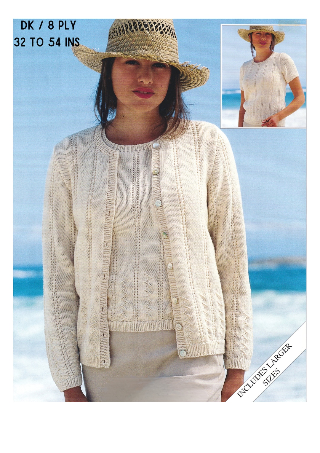 Ladies Summer Cardigan Knitting Pattern & Short Sleeved Top Womans ...