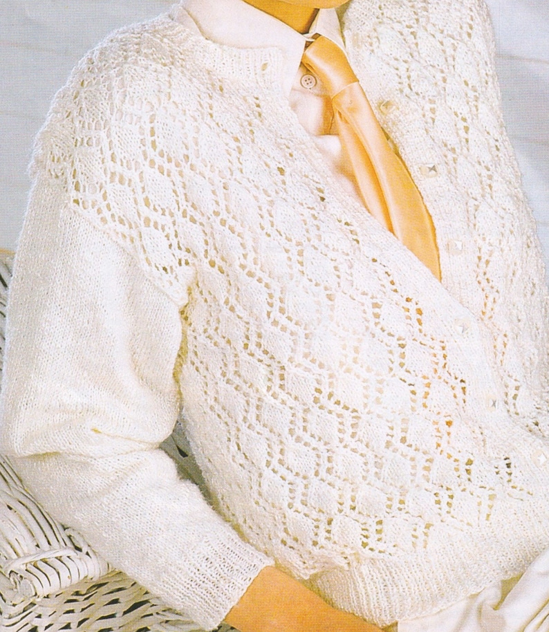 Lace Cardigan Knitting Pattern Womens DK / 8 Ply Ladies Summer Cardigan ...