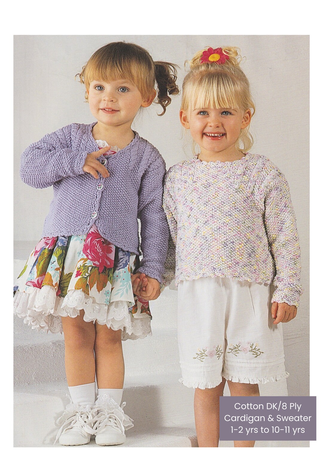 Girl's Cardigan & Sweater Knitting Pattern A Pretty Cardigan Using DK ...