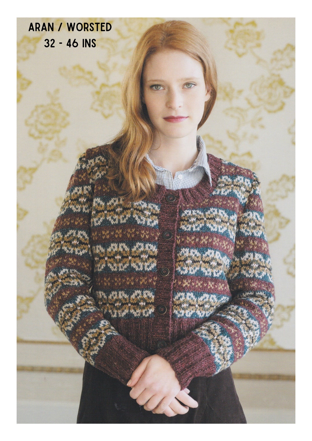 Ladies Fair Isle Cardigan Knitting Pattern Women's Aran / Worsted ...