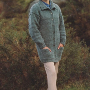 Womens Long Cardigan Knitting Pattern Chunky Bulky Yarn Ladies Jacket ...