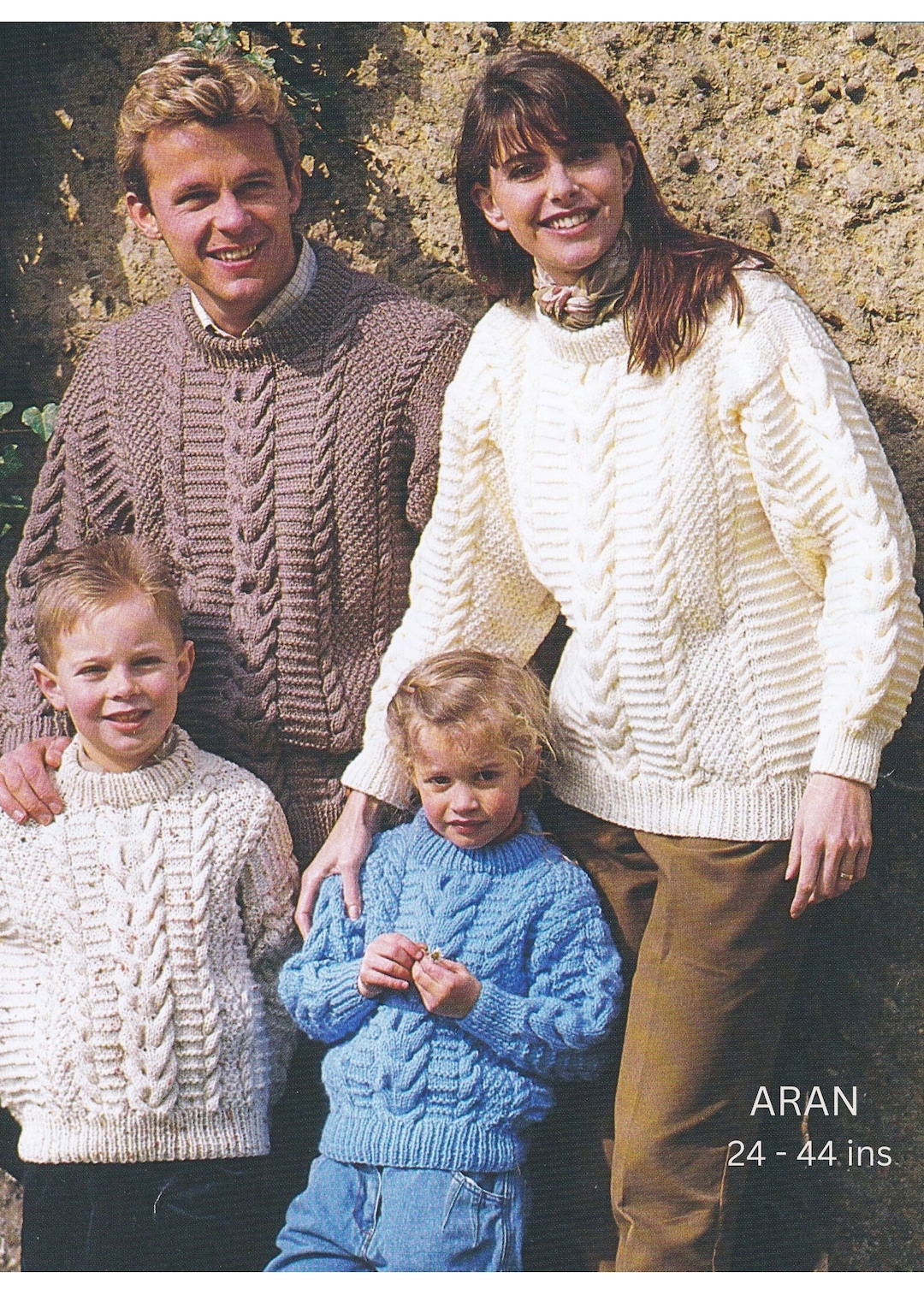 Aran Knitting Pattern Sweater Jumper Aran / Worsted Yarn Girls, Boys ...