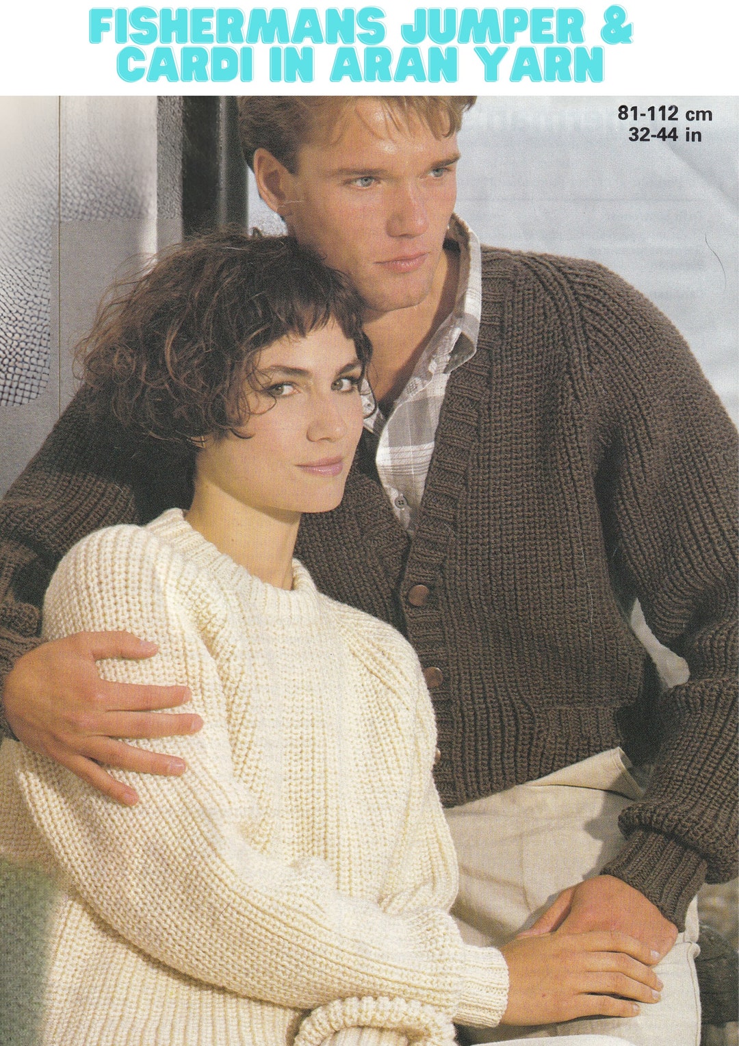 Fishermans Sweater Cardigan V-neck & Round Neck Knitting Pattern Ladies ...