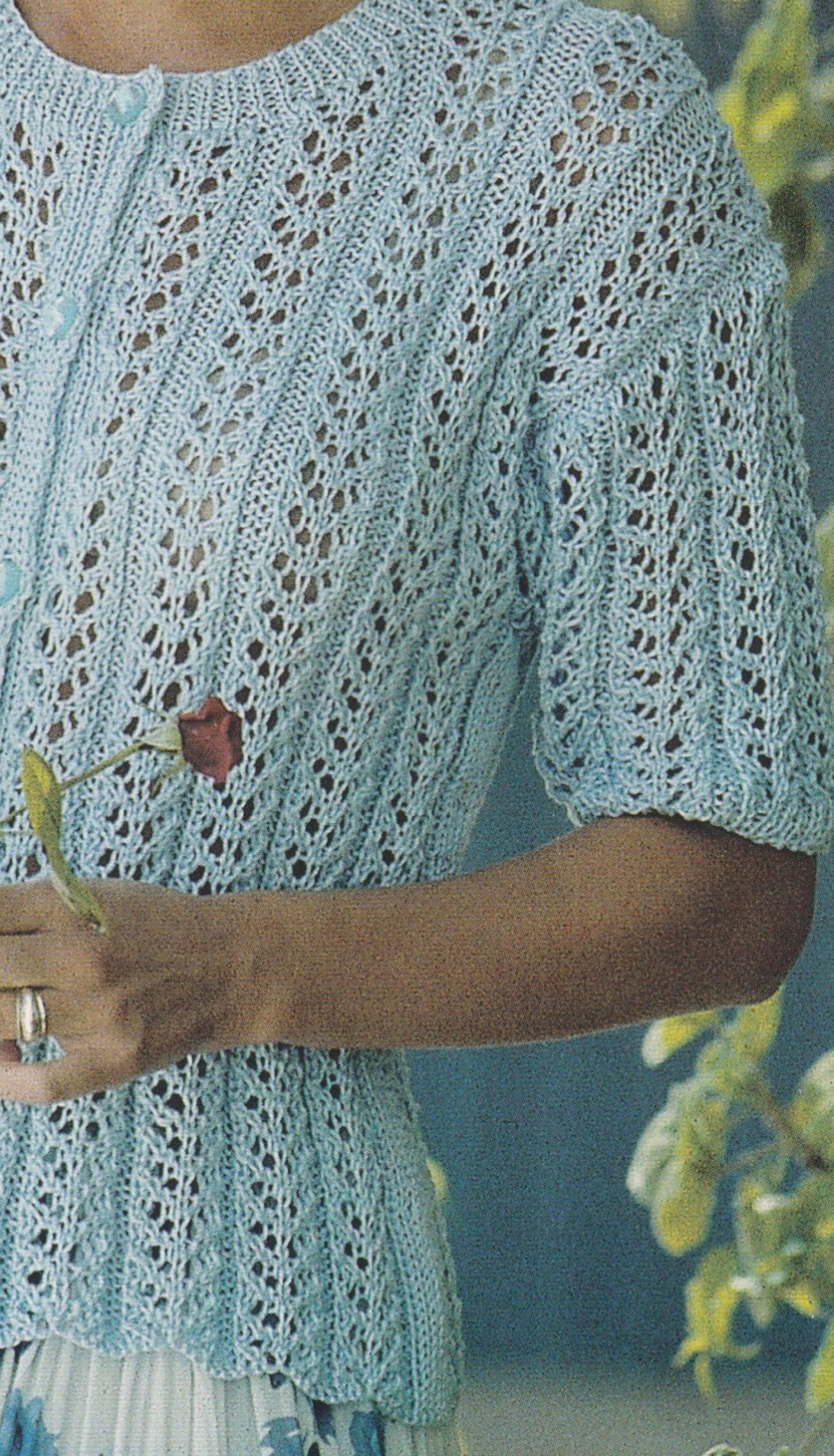 Summer Cardigan Knitting Pattern Lace Ladies in Cotton DK / 8 Ply Short ...