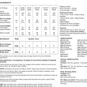 Aran Cable Cardigan Knitting Pattern Aran / Worsted / 10 Ply Yarn Short ...