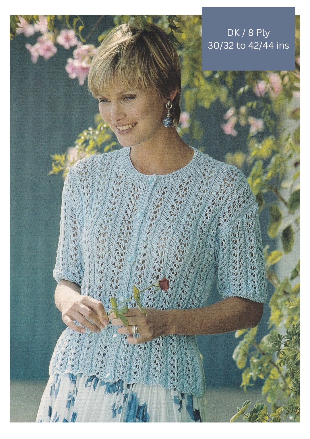 Summer Cardigan Knitting Pattern Lace Ladies in Cotton DK / 8 Ply Short ...