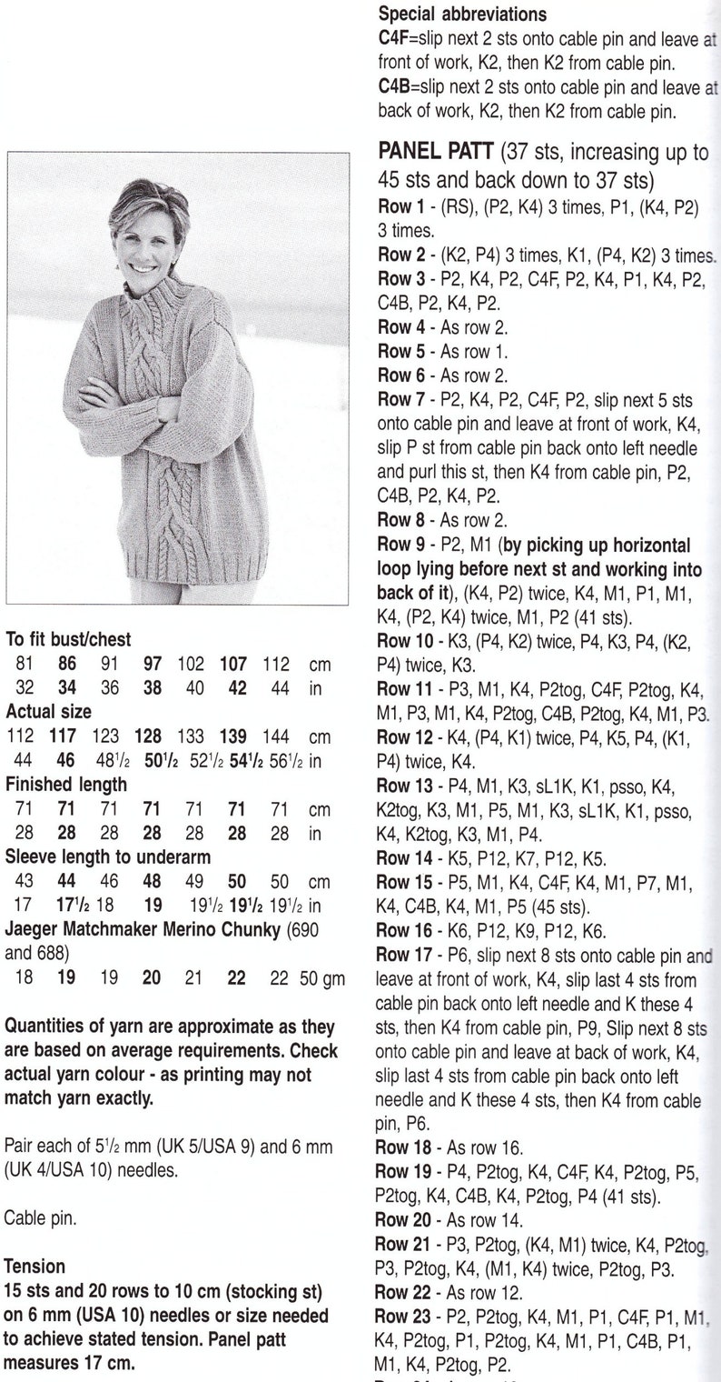 Ladies Sweater Knitting Pattern Turtleneck Roll Neck Chunky / Bulky ...
