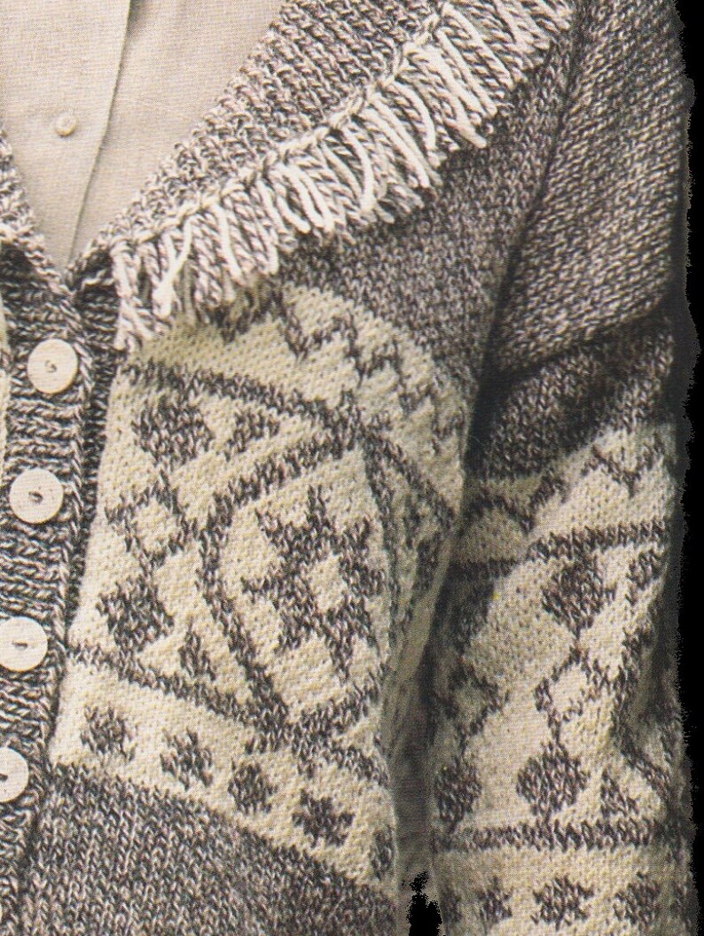 Ladies Ski Cardigan Knitting Pattern Womens Fairisle Cardi Aran ...