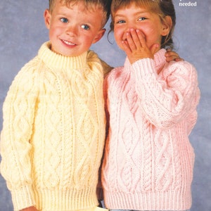 Girls Boys Aran Knitting Pattern Sweater Cable Pattern for Child Aran ...