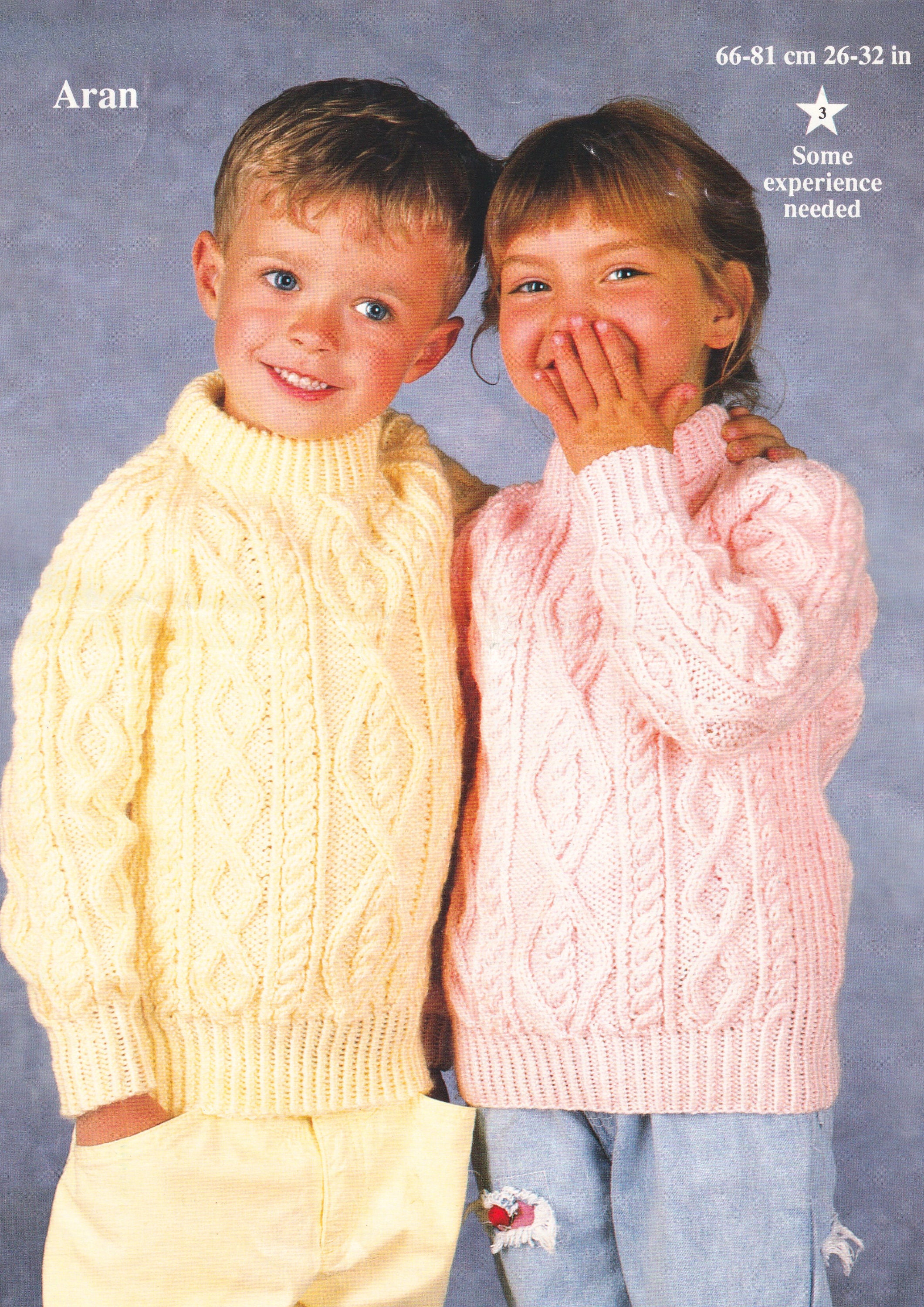 Girls Boys Aran Knitting Pattern Sweater Cable Pattern for Child Aran ...