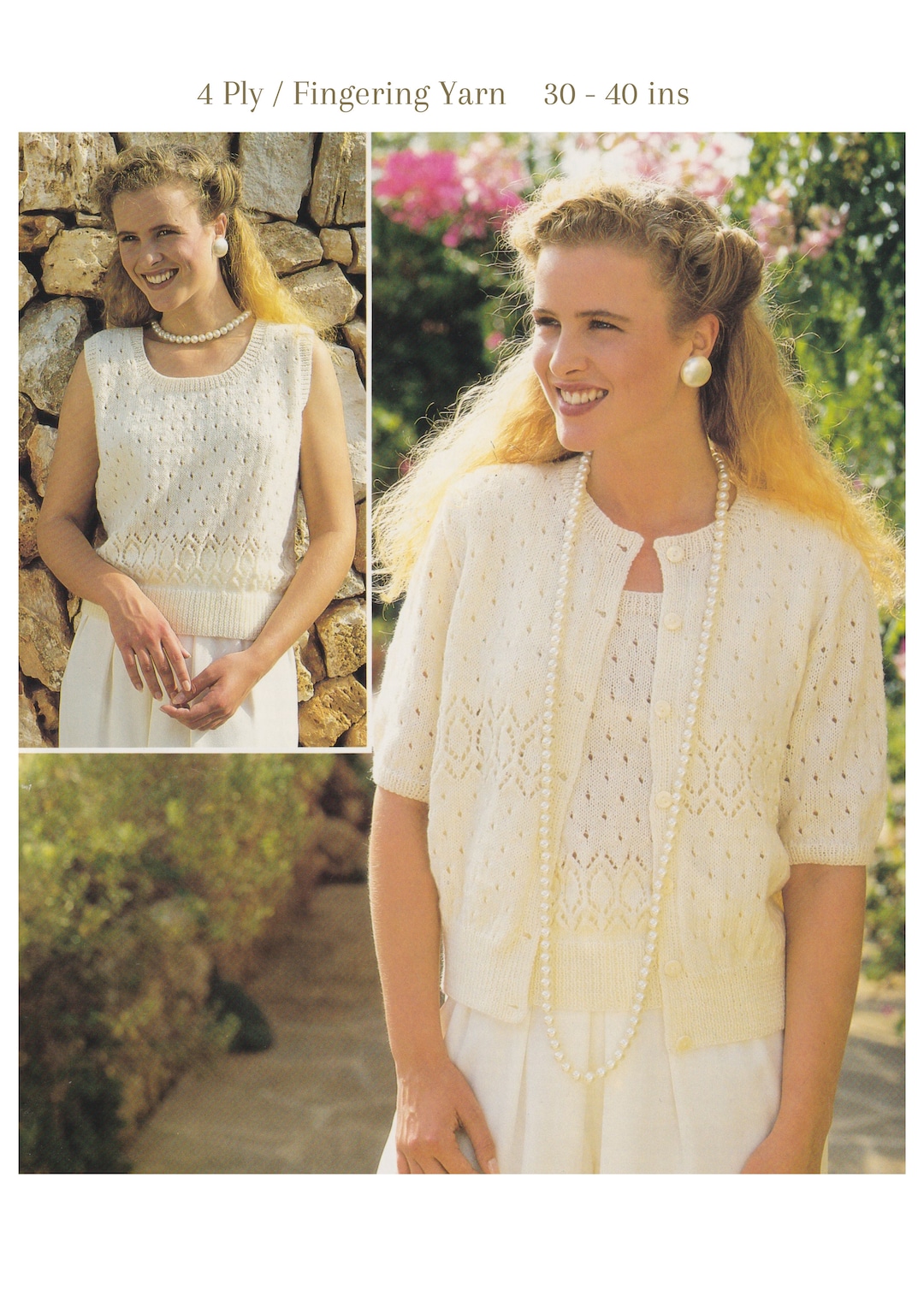Ladies Summer Cardigan Knitting Pattern Short-sleeve Cardigan & Lace ...