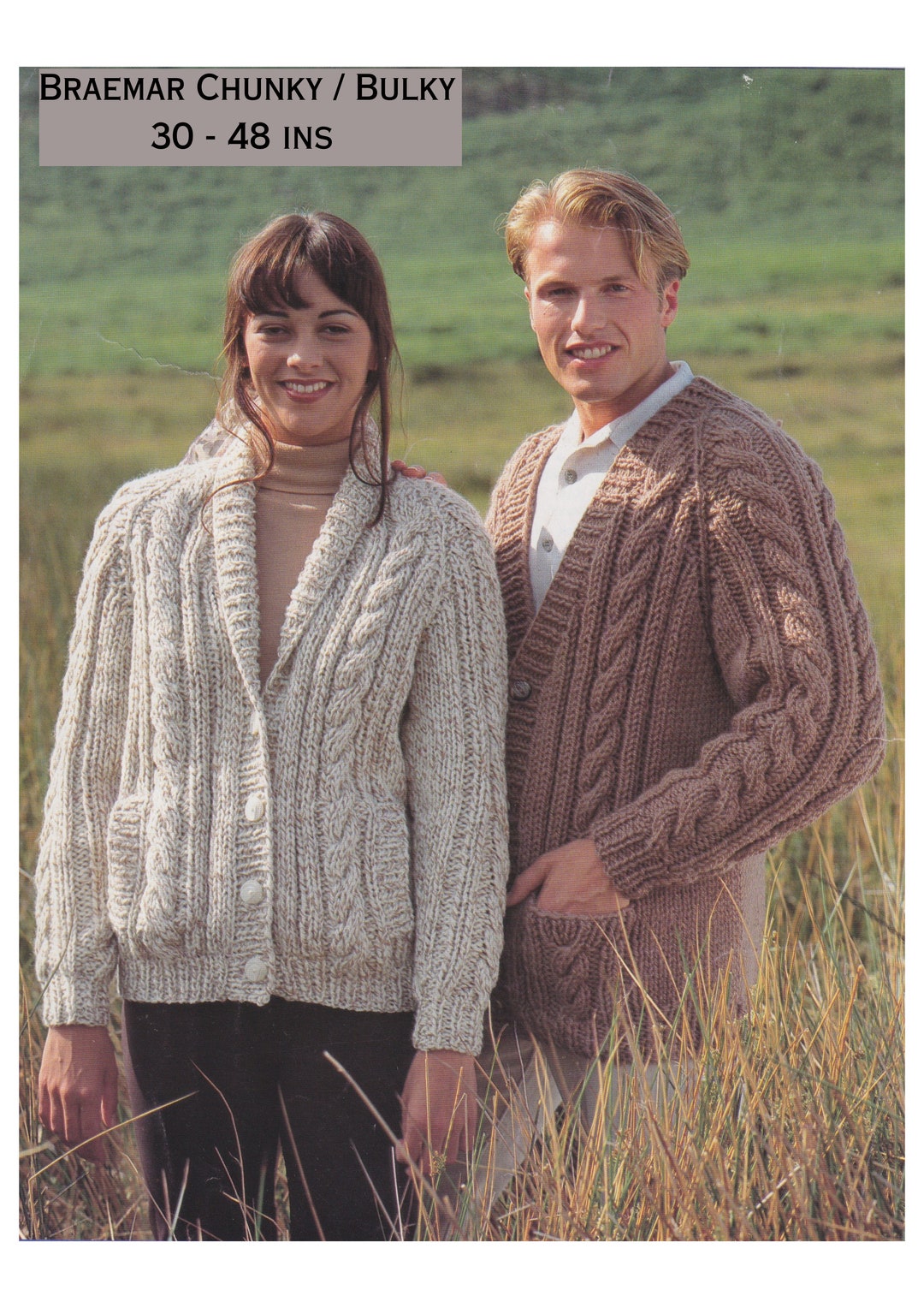 Chunky Knit Cardigan Knitting Pattern Mens, Ladies Cable Design Quick ...