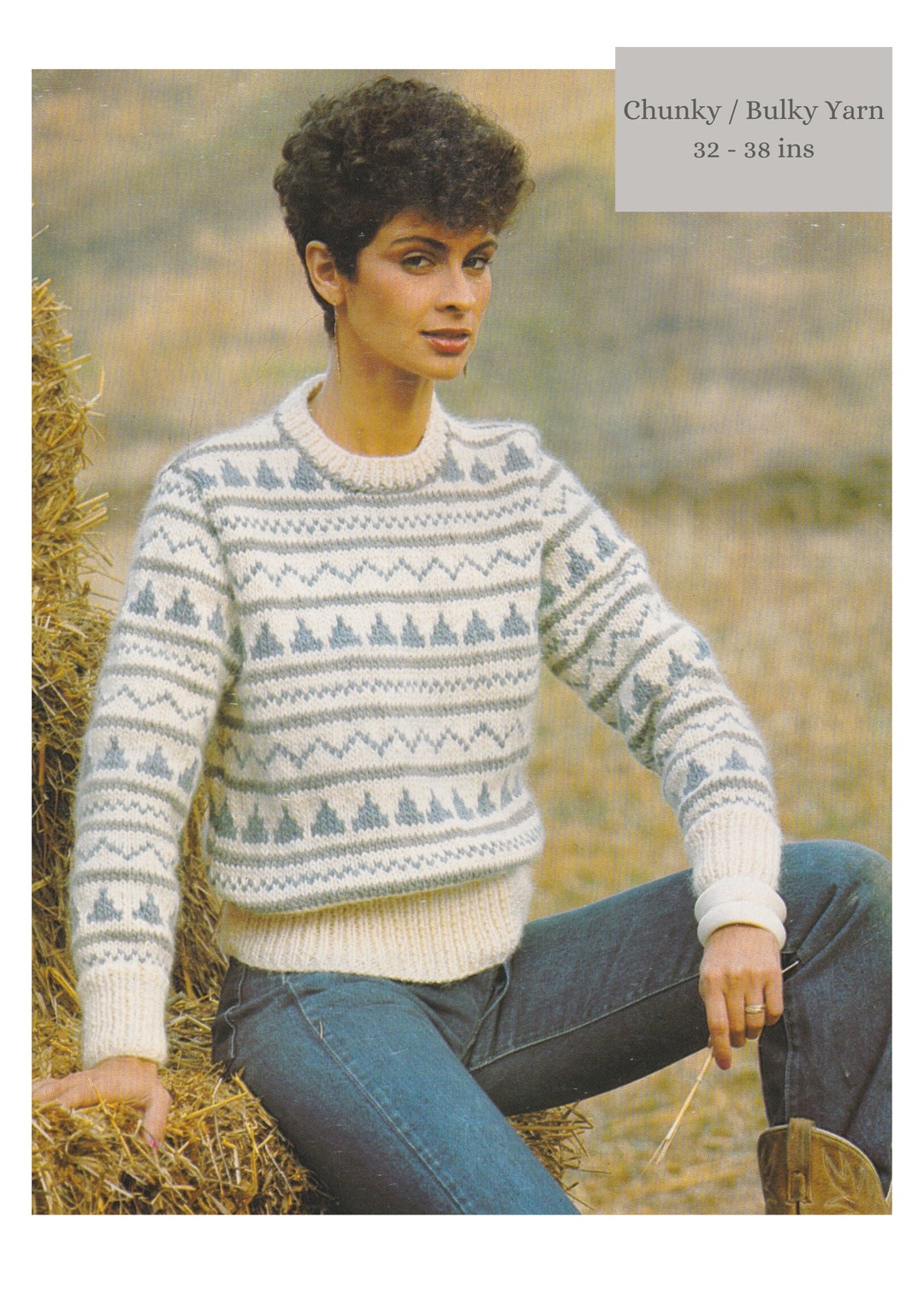 Chunky Knit Jumper Knitting Pattern Using Chunky / Bulky Yarn Ladies ...