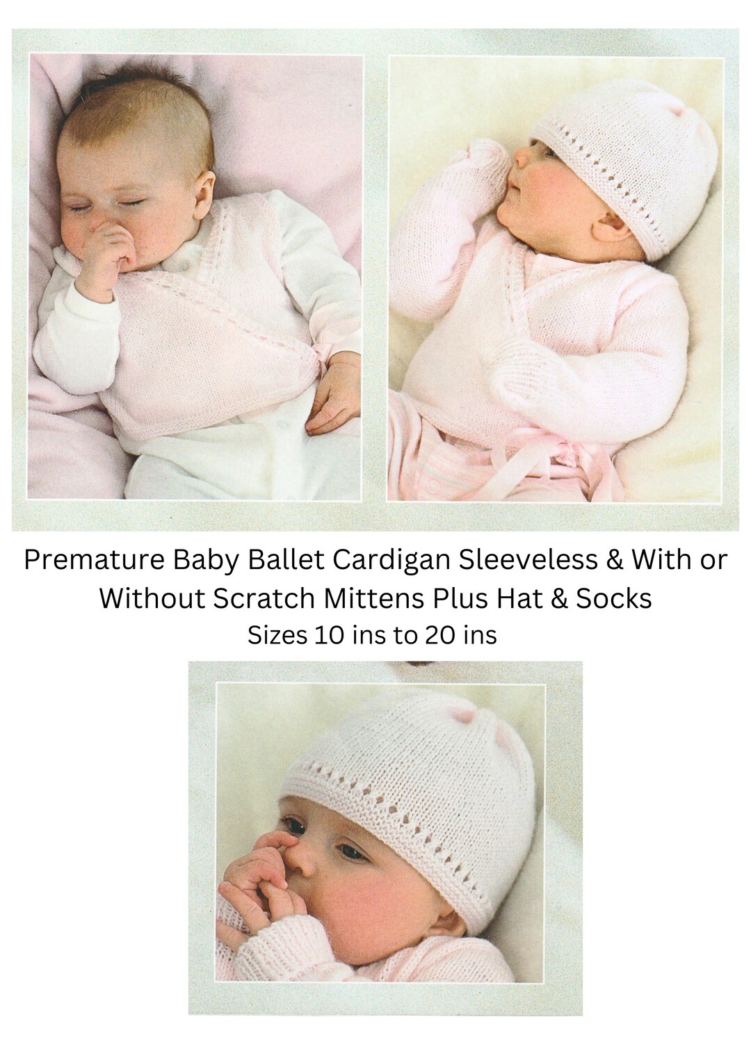Premature Baby Knitting Pattern Early Baby 4 Ply Yarn PDF Pattern 10 ...