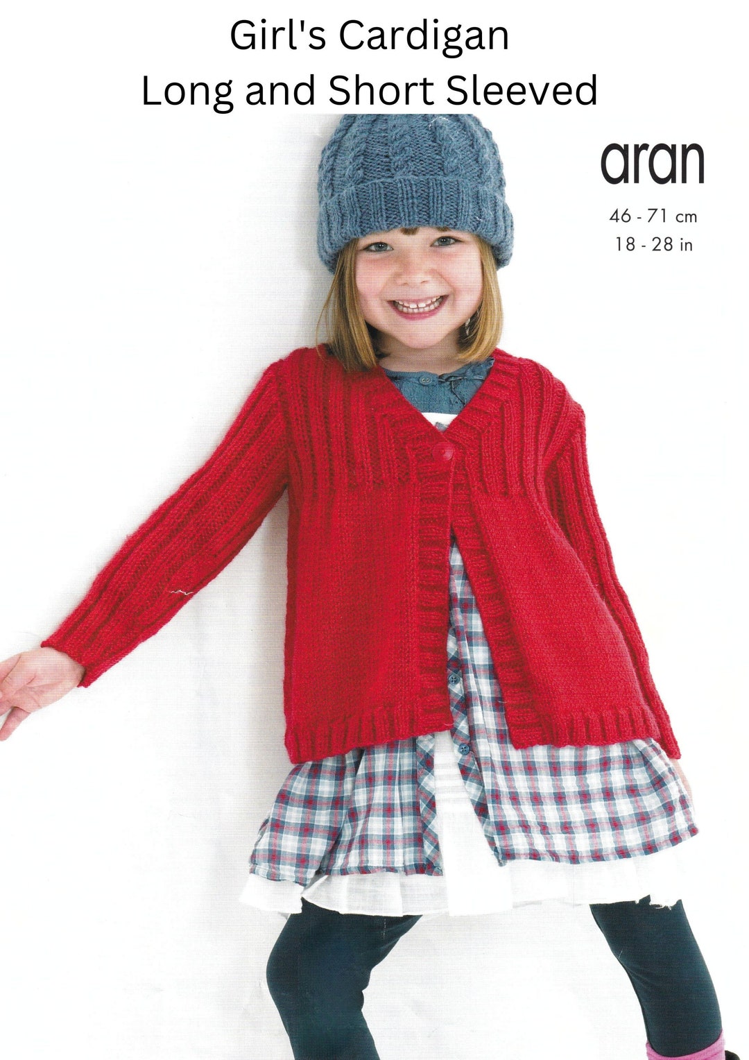 Girl's Cardigan Knitting Pattern Long and Short Sleeved Single Button ...